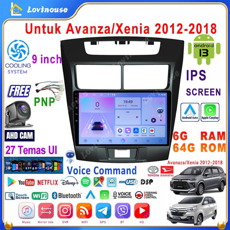 Jual 【Untuk Avanza/Xenia 2012-2018】6G+64G Android 13 Head Unit Termasuk Frame/PNP Soket 9 Inch ...