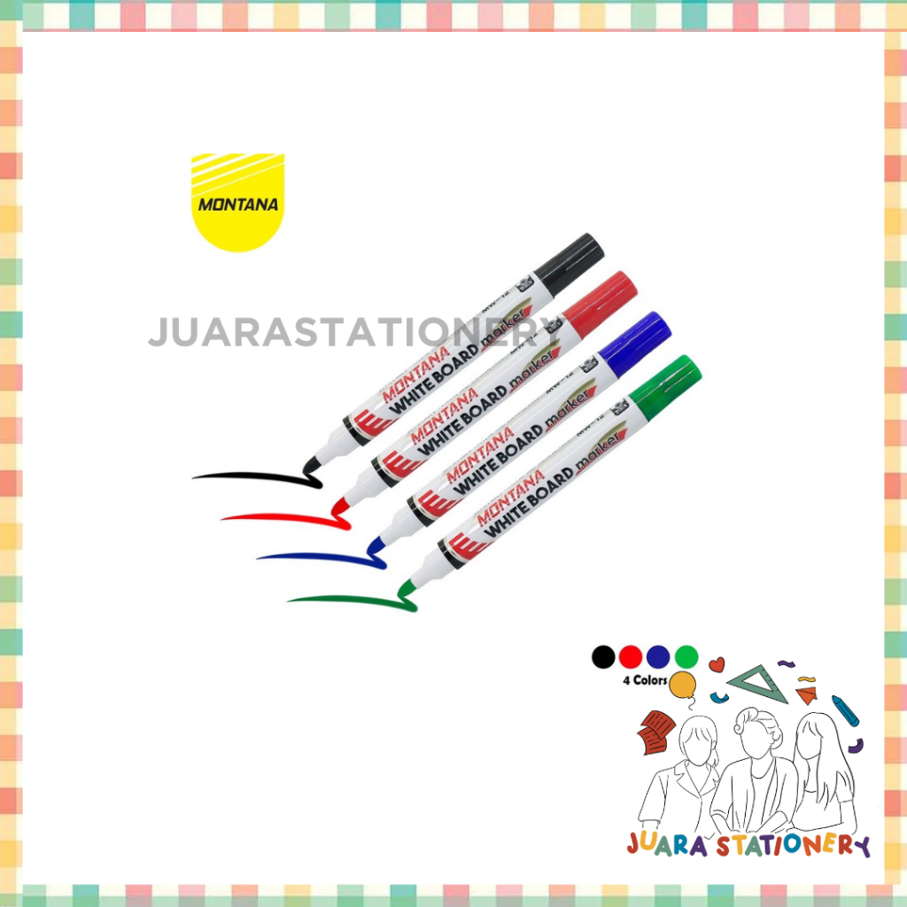 Jual Spidol Whiteboard Montana Hitam Merah Biru Hijau - Spidol Papan ...