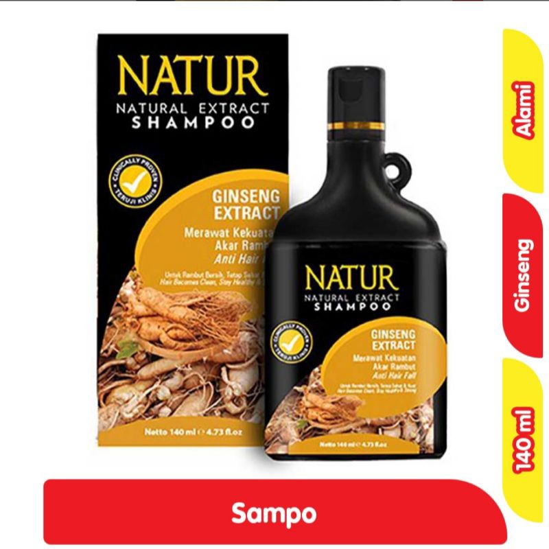 Jual NATUR natural extract shampoo ginseng extract botol 140ml | Shopee ...