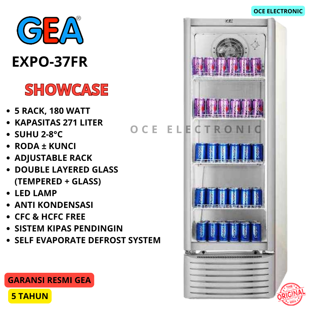Jual GEA SHOWCASE DISPLAY COOLER EXPO-37FR 5 RAK 271 LITER | Shopee ...