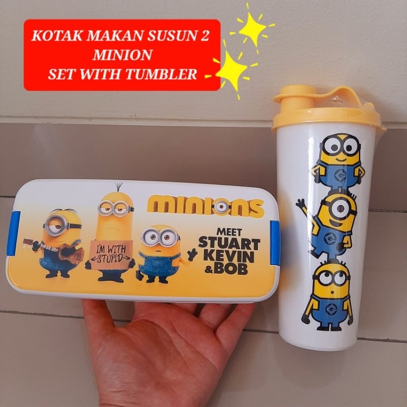 Jual lunch box minions susun 2 kotak makan karakter anak lunch box ...