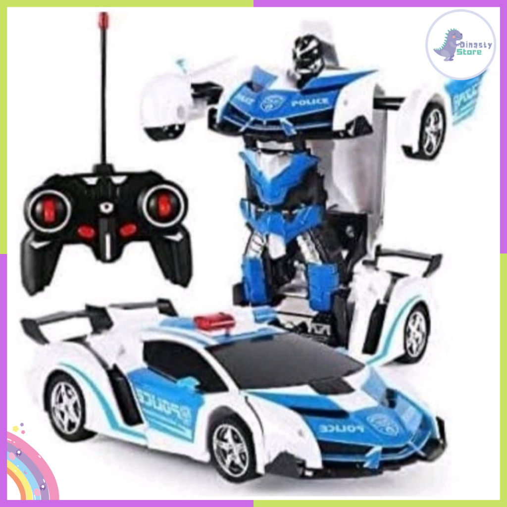 Jual Mainan Mobil Remote Control Robot Transformasi Mobil Polisi Anak ...