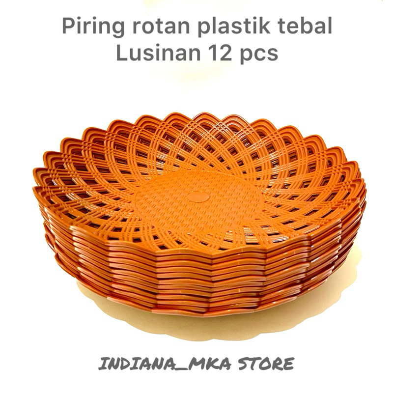 Jual (12 pcs) Piring Rotan Tebal Kilap / Piring Rotan Plastik / Piring ...