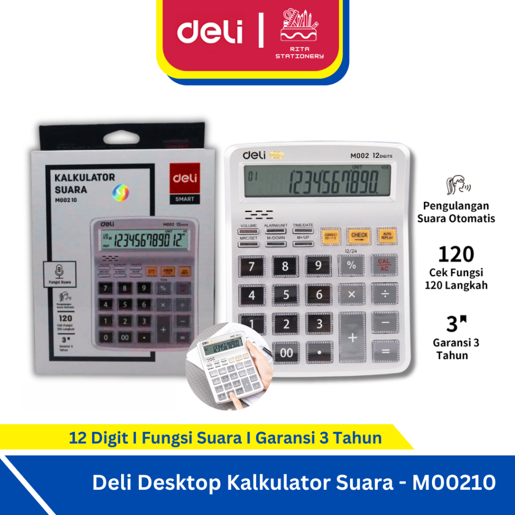 Jual Deli Kalkulator Meja Suara / Desktop Calculator Sound 12 Digits - M00210 | Shopee Indonesia