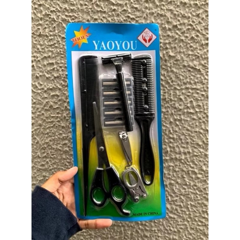 Jual Gunting Potong Rambut Cukur Sisir Sasak Set 7 Pcs / Gunting Rambut ...