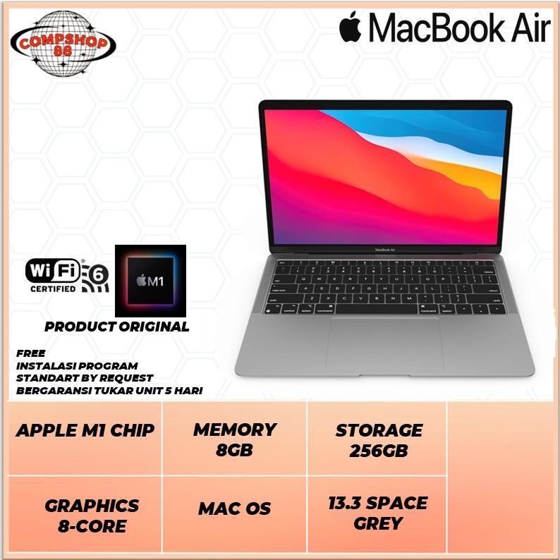 Jual Laptop Macbook Air 13 M1 7C GPU 8GB 256GB 8C Cpu 13.3 Space Grey ...