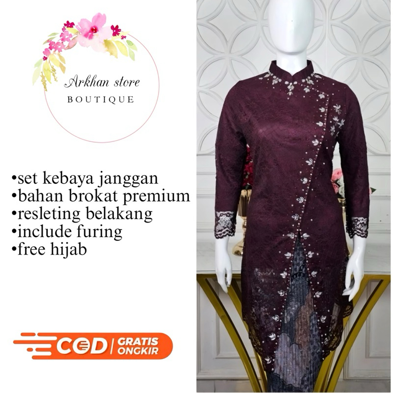 Jual Kebaya Janggan bahan brokat premium/kebaya wisuda aesthetic/kebaya ...