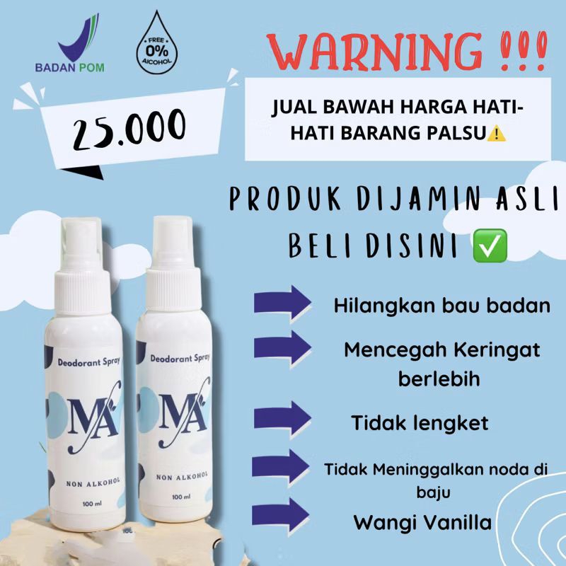 Jual COD MA Deodorant Spray 100ml penghilang bau badan Madeo Haideo ...