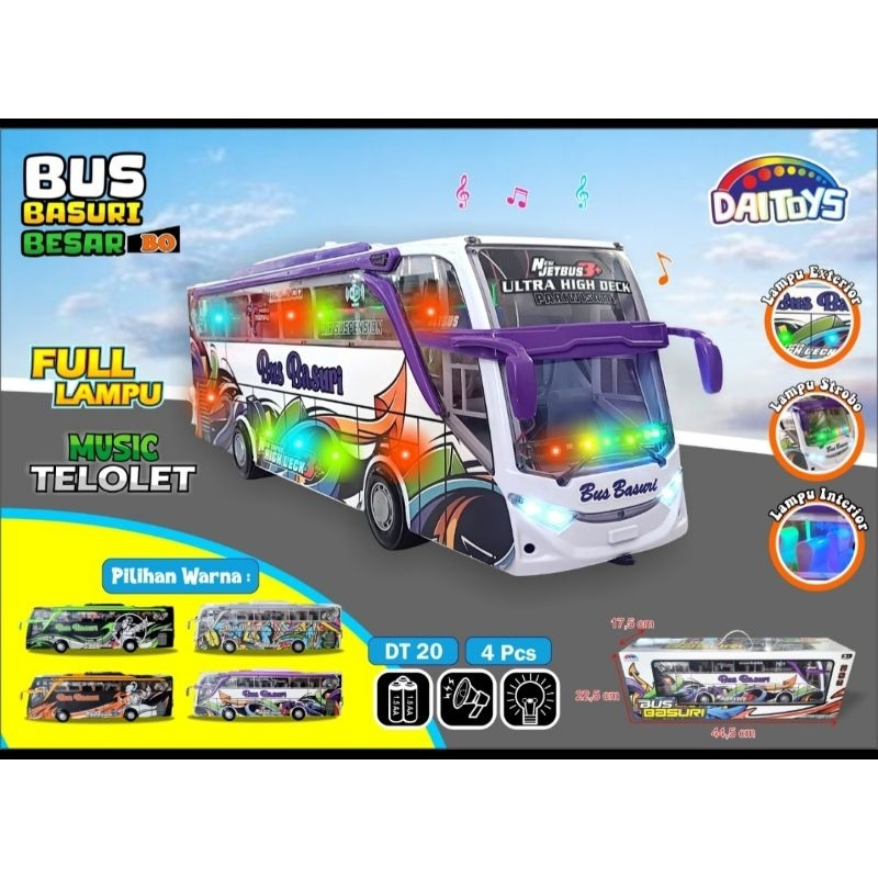 Jual Mainan Mobil Bus BASURI JUMBO Truk Oleng Telolet DT20 | Shopee ...