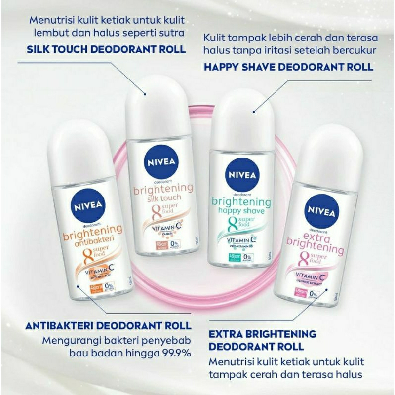 Jual Nivea Deodorant Roll On 50ml All Varian Deodoran Women 50 ml Deo ...