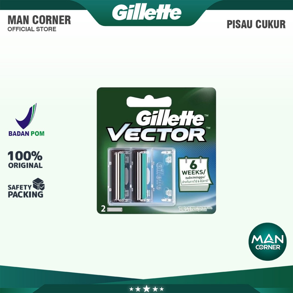 Jual Gillette Vector Alat Cukur Refill Isi 2 | Man Corner | Shopee ...
