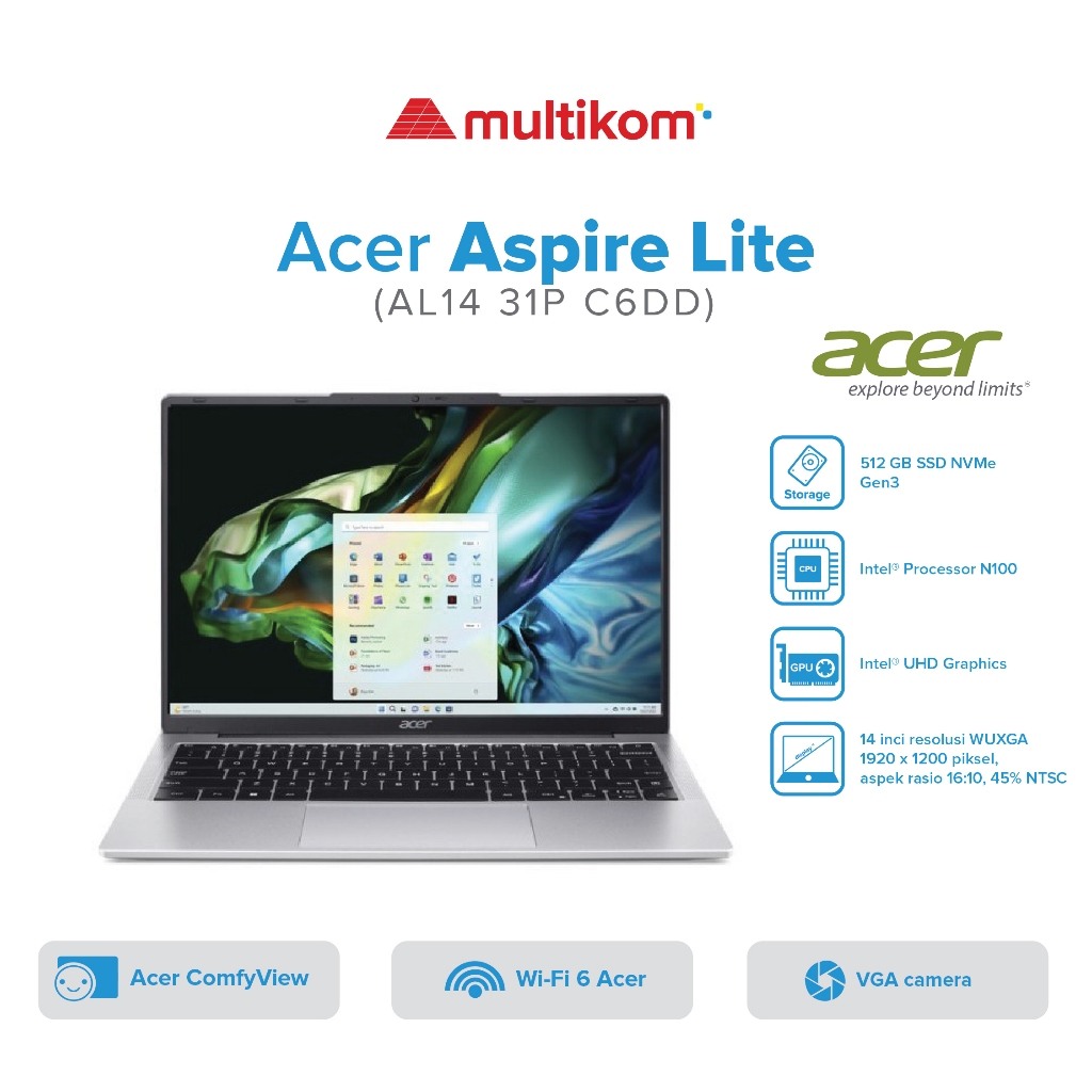Jual Acer Aspire Lite AL14 31P C6DD N100/8GB/512GB SSD/14" WUXGA IPS ...