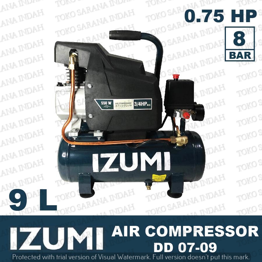 Jual Kompresor Angin IZUMI DD 0709 Air Compressor 0.75PK DD0709 8 BAR 3 ...