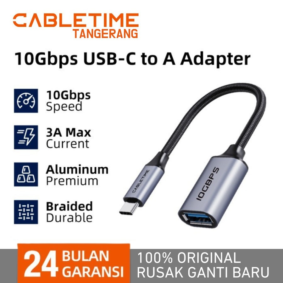 Jual CABLETIME Kabel Type-C to USB 3.2 Female Data Transfer | Shopee ...