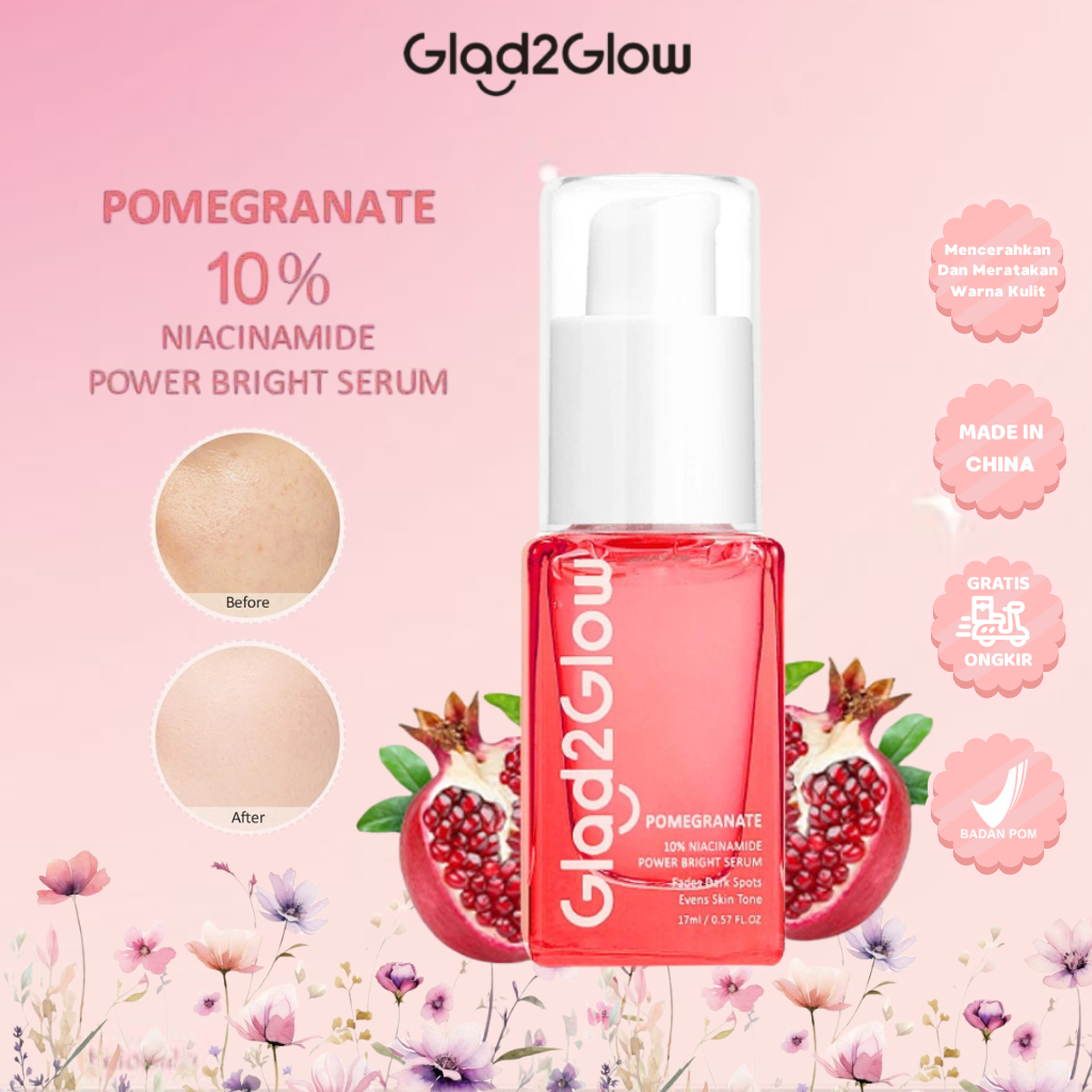 Jual GLAD2GLOW Pomegranate Niacinamide Power Bright White Serum Wajah ...
