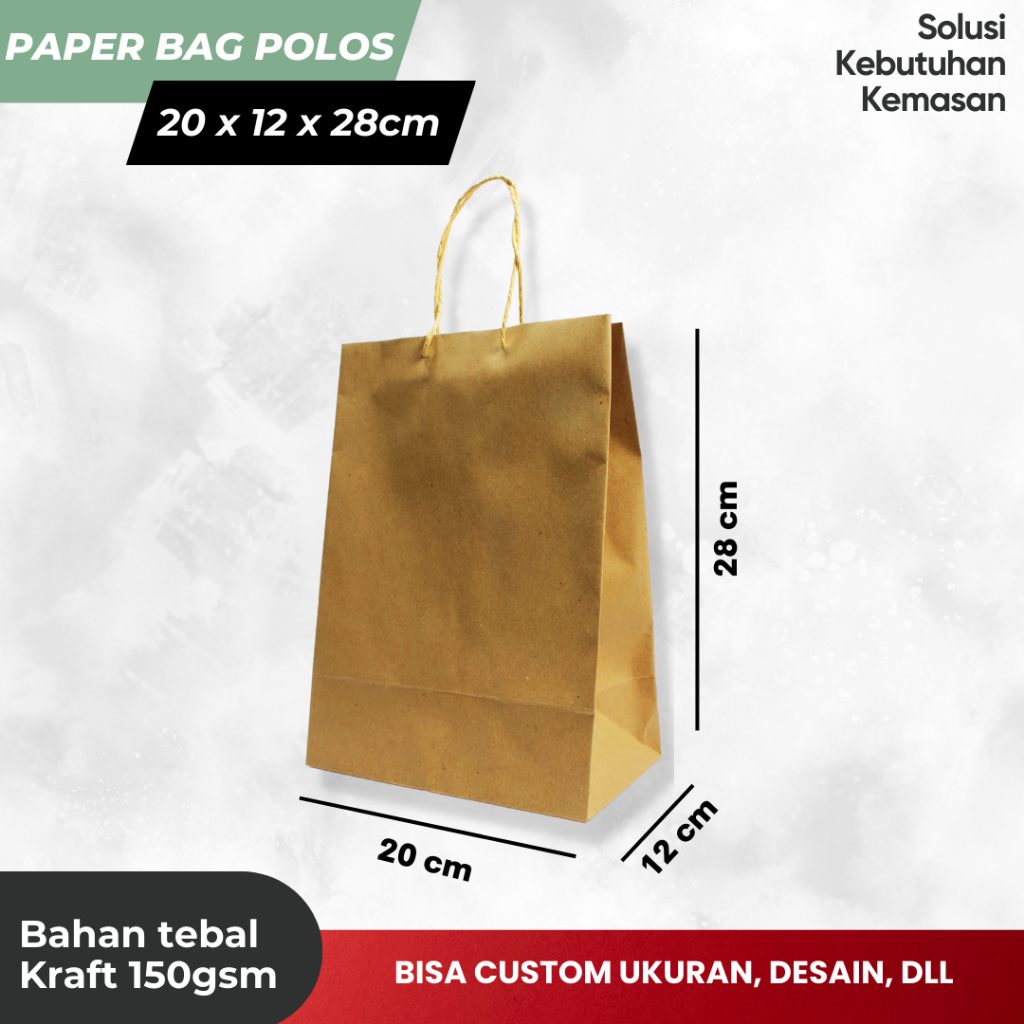 Jual Paper Bag Polos / Paper Bag Box Snack Ukuran 20 x 12 x 28cm ...