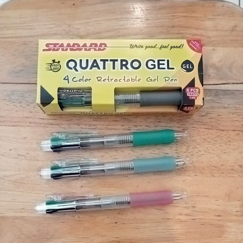 Jual pulpen 4 warna tinta gel 0,5 Quattro gel merek Standard | Shopee ...