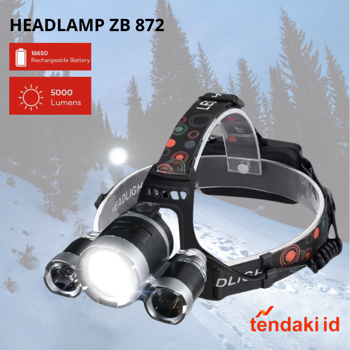 Jual Senter Kepala Camping Outdoor Power Headlamp 3 LED 5000 Lumens Cree XM-L T6 Senter LED ...