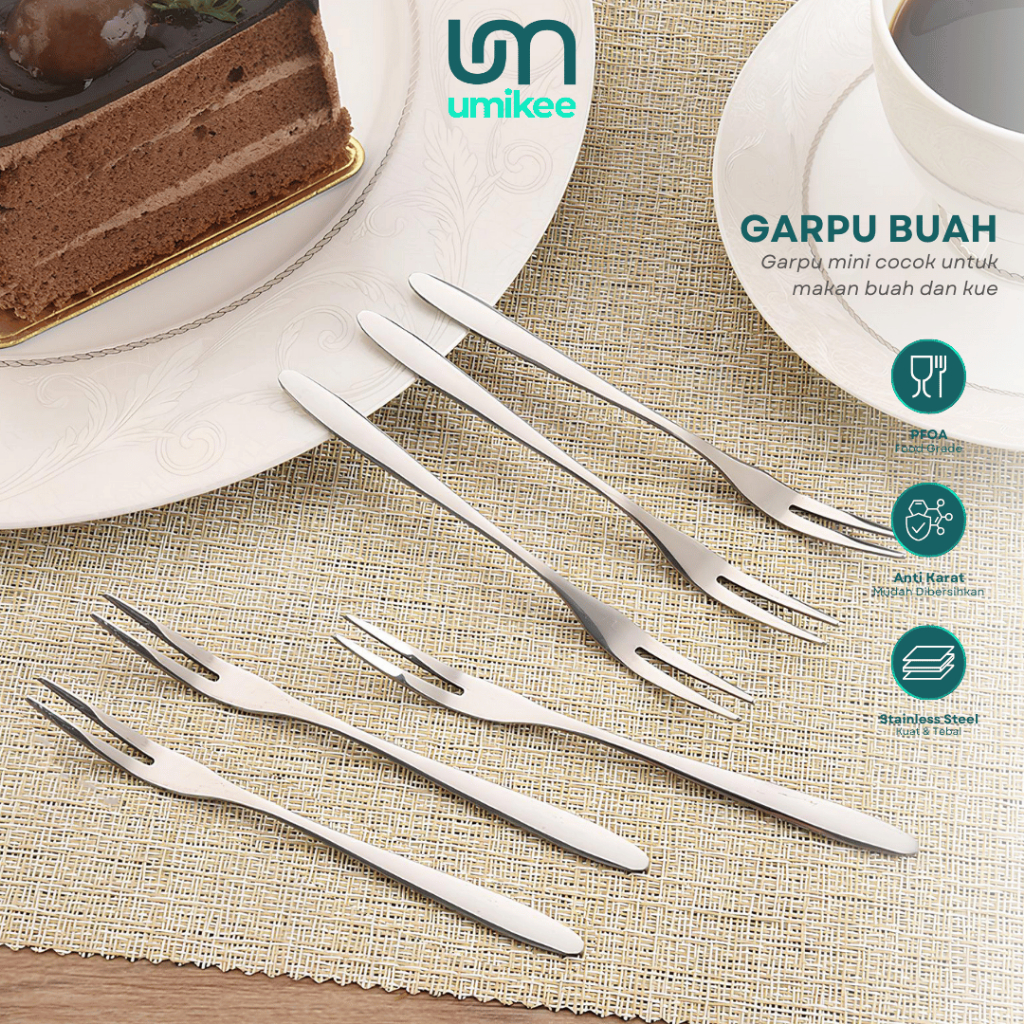 Jual Umikee Garpu Buah Stainless Isi 6pcs 12pcs 24pcs Garpu Kue ...