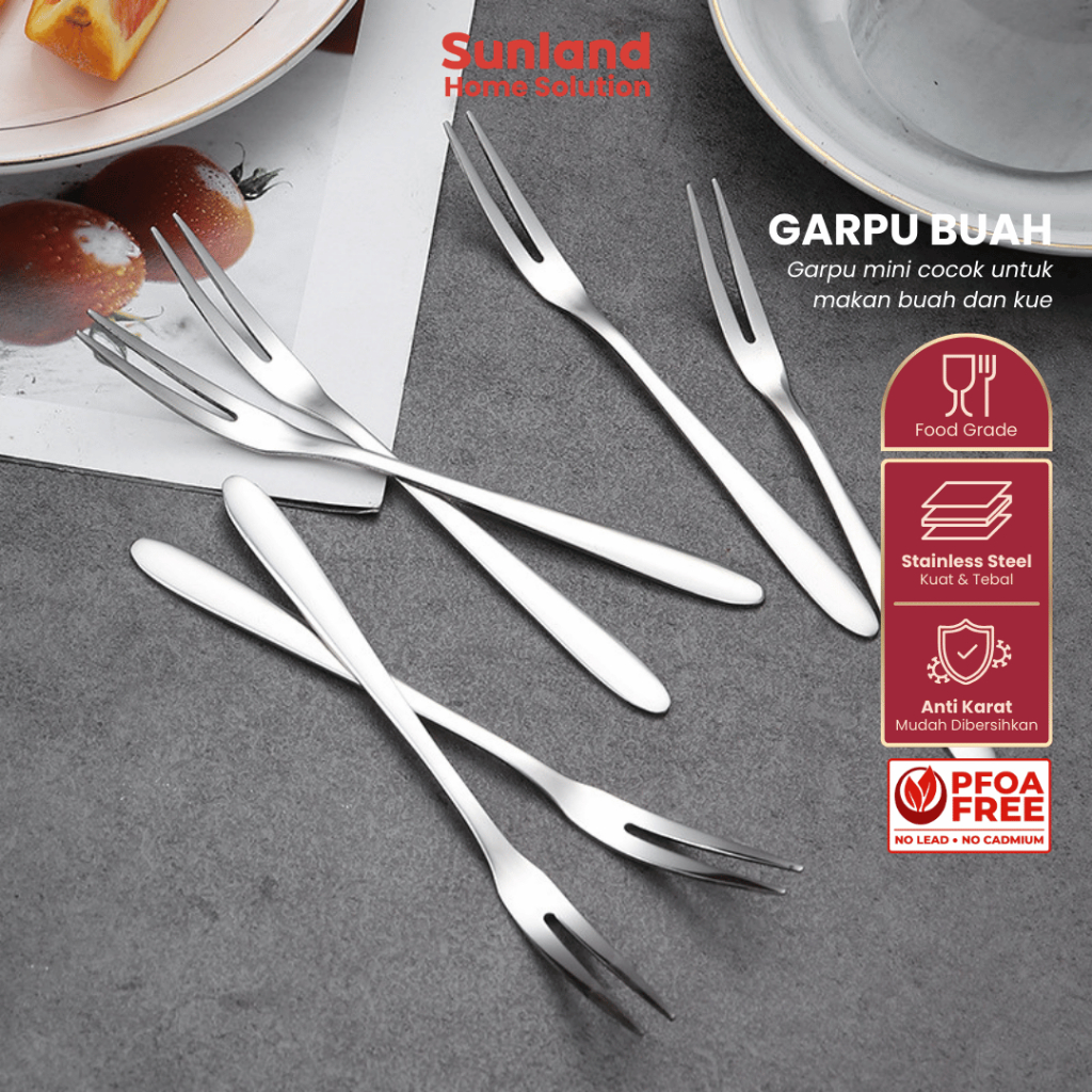 Jual Sunland 6PCS 12PCS 24PCS Garpu Buah Stainless Garpu Kue Stainless ...