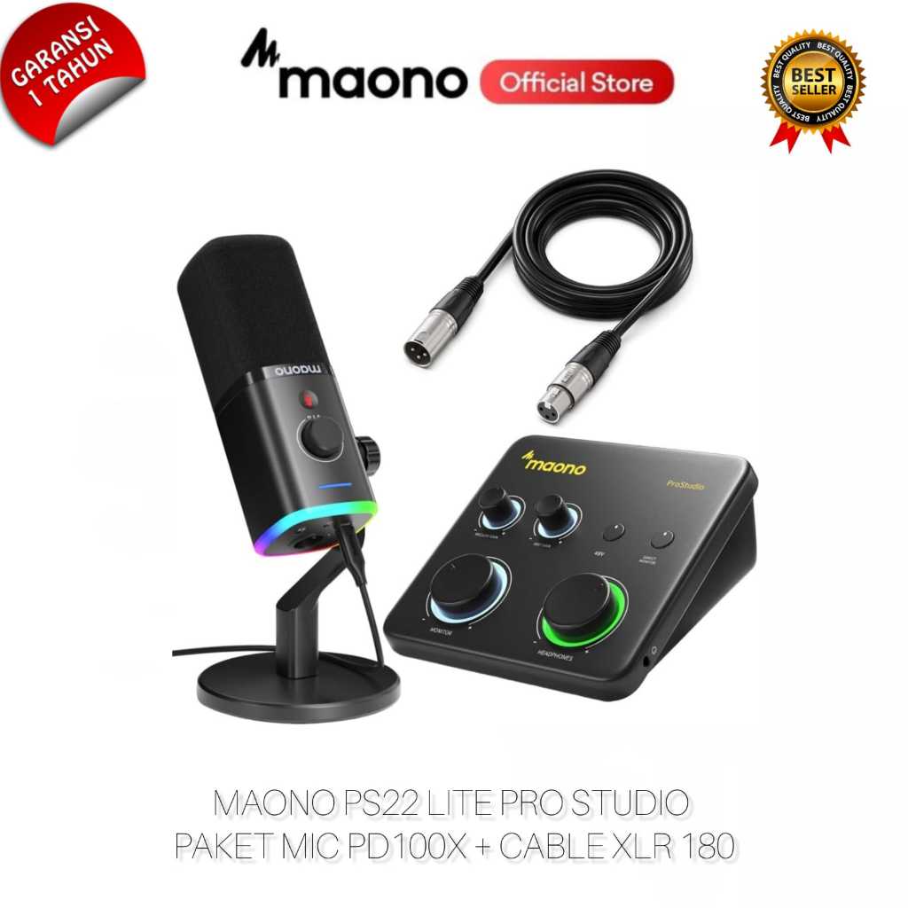Jual MAONO PS22 LITE USB Audio Interface XLR Input 24-bit 192kHz dan PD100X RGB for Recording ...