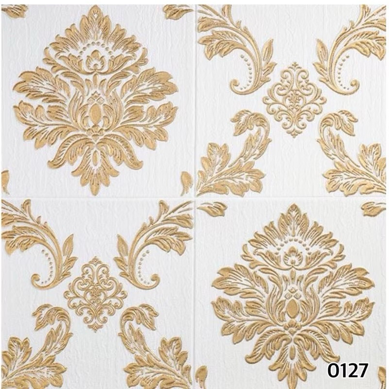 Jual Wall Panel Foam Sticker Alumunium Foil Back Batik Emas Hitam Bata ...