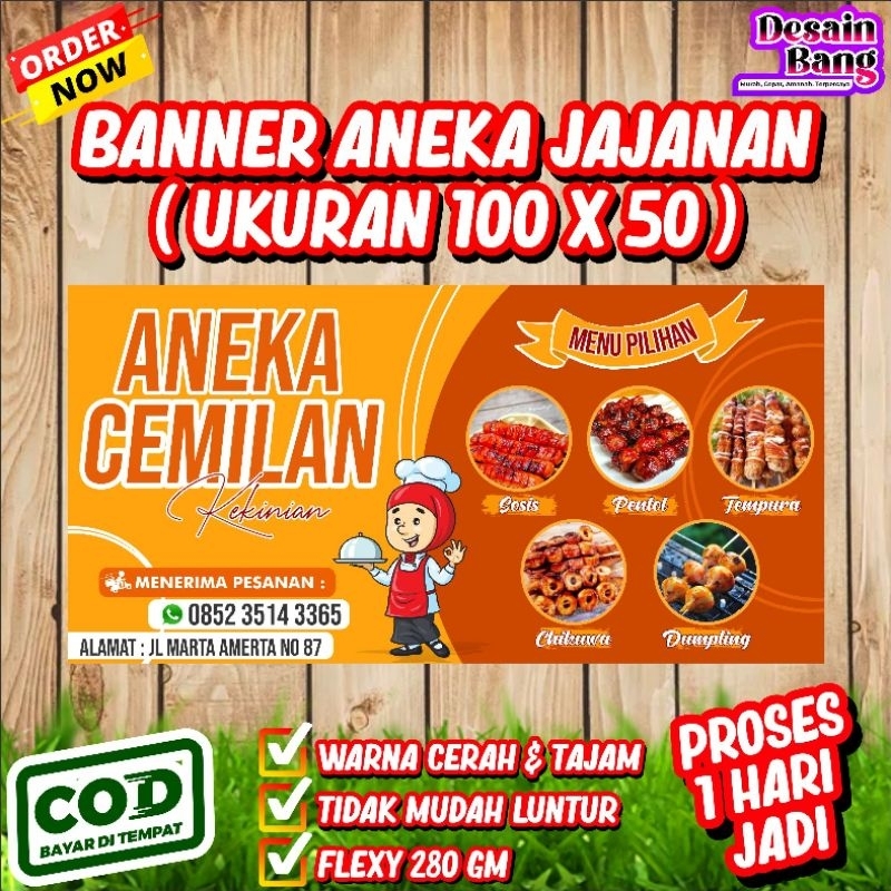 Jual Banner/Spanduk Aneka Jajanan Ukuran 100 X 50 | Shopee Indonesia