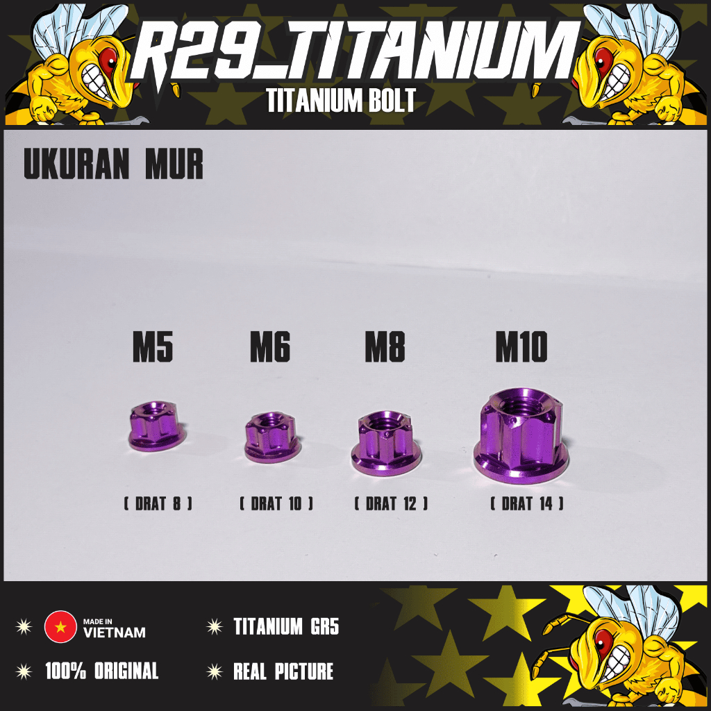 Jual Mur Titanium Sepeda Motor Mur Gr5 M6 M8 M10 | Shopee Indonesia