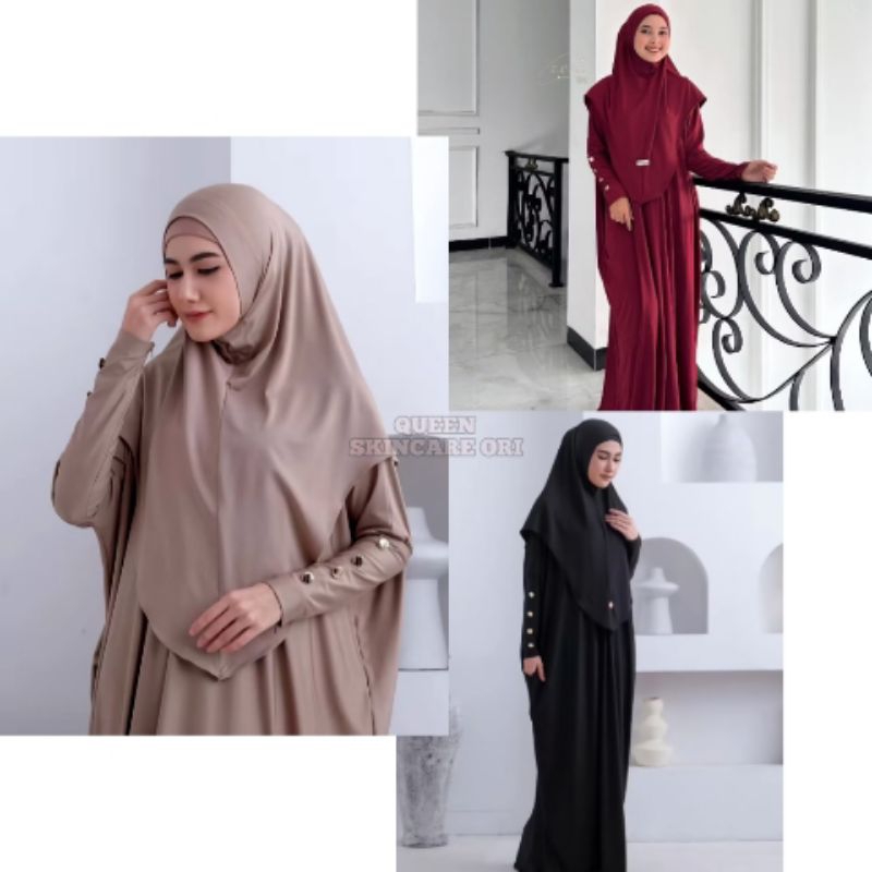 Jual {MUSLIMAH TERMURAH} SETELAN GAMIS ABAYA BATWING EKSKLUSIF WANITA + JILBAB | MODEL ONE SET ...
