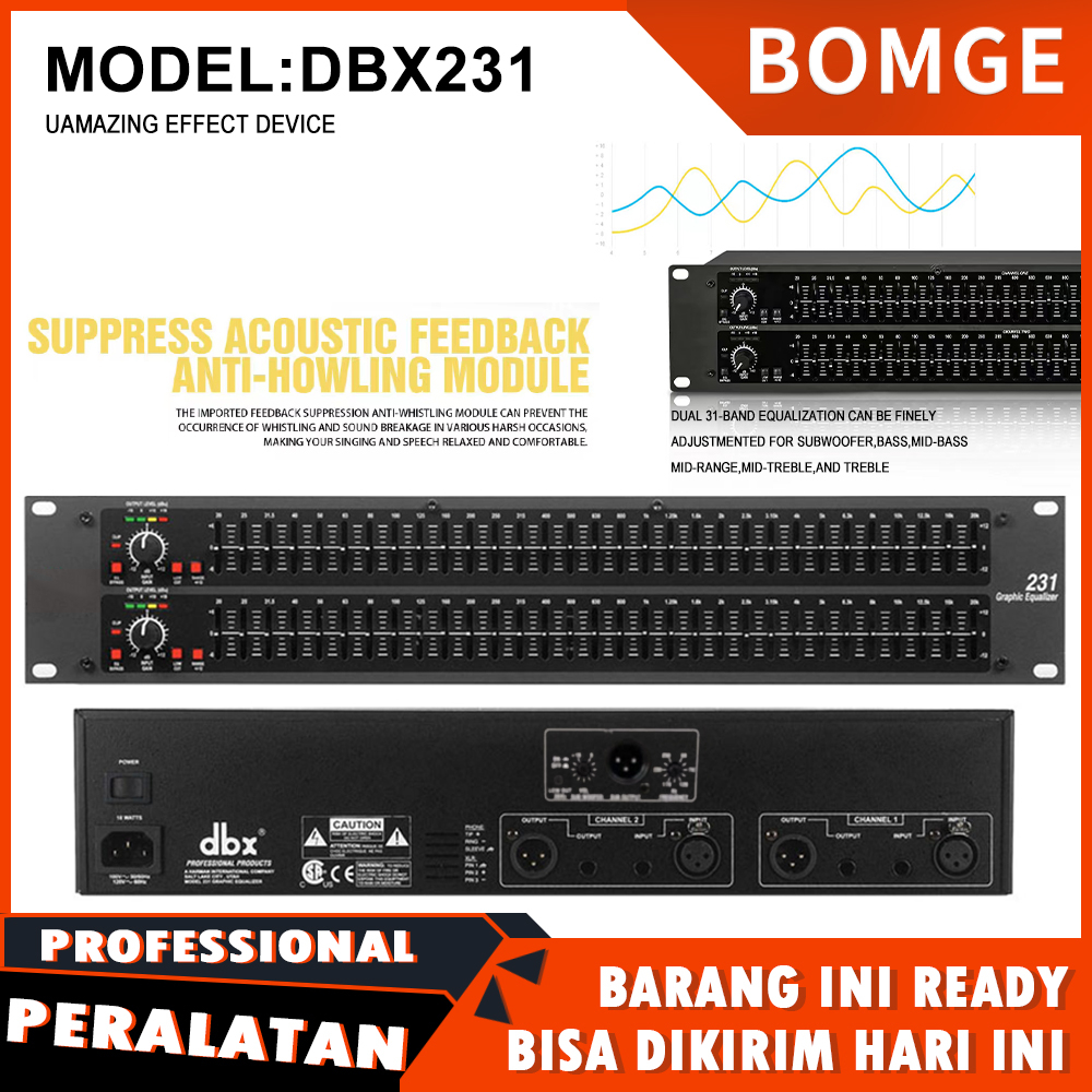 Jual BOMGE DBX 231 graphic equalizer dual channel 31 output suara subwoofer sinyal audio ...