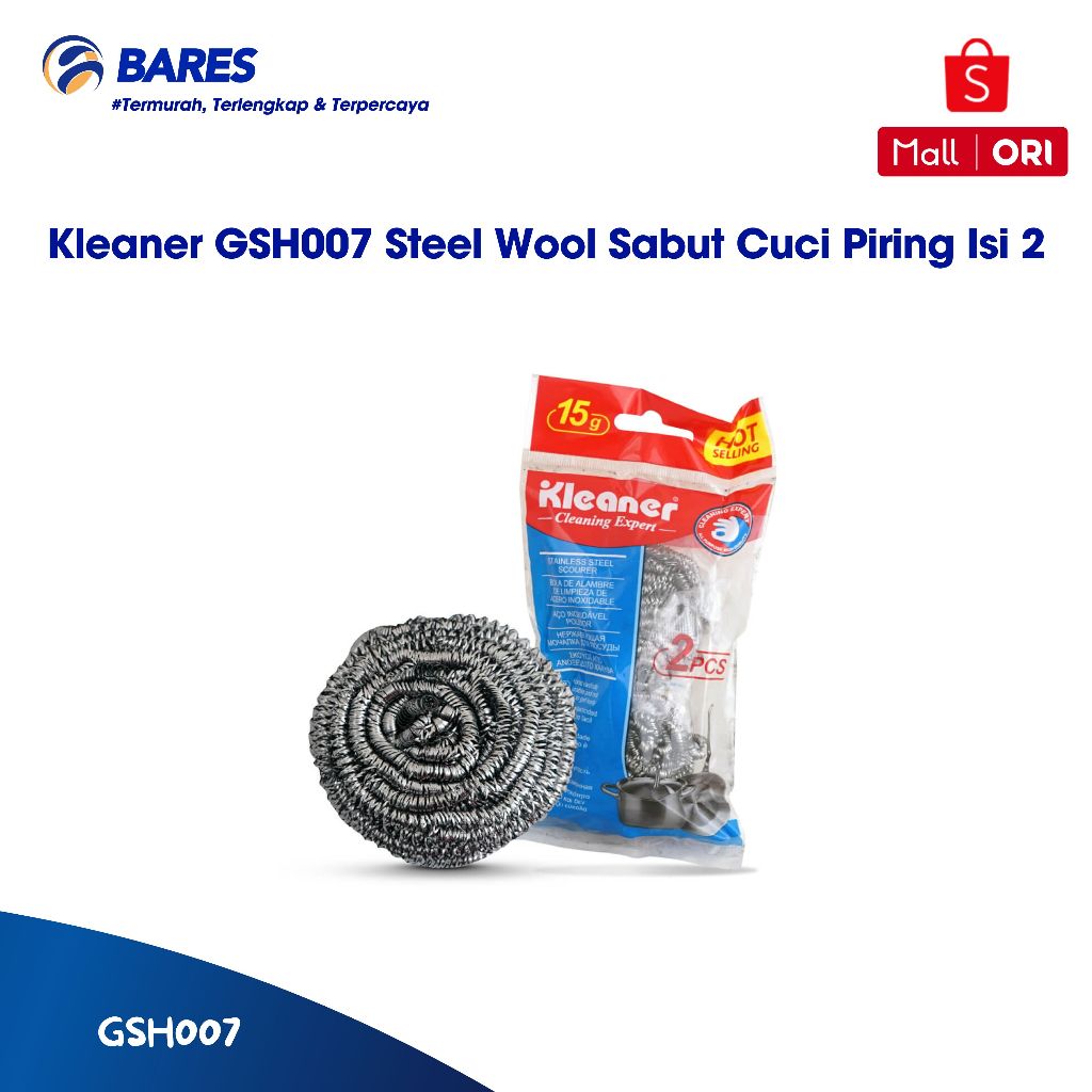 Jual Kleaner GSH007 Steel Wool Sabut Cuci Piring Isi 2 | Shopee Indonesia