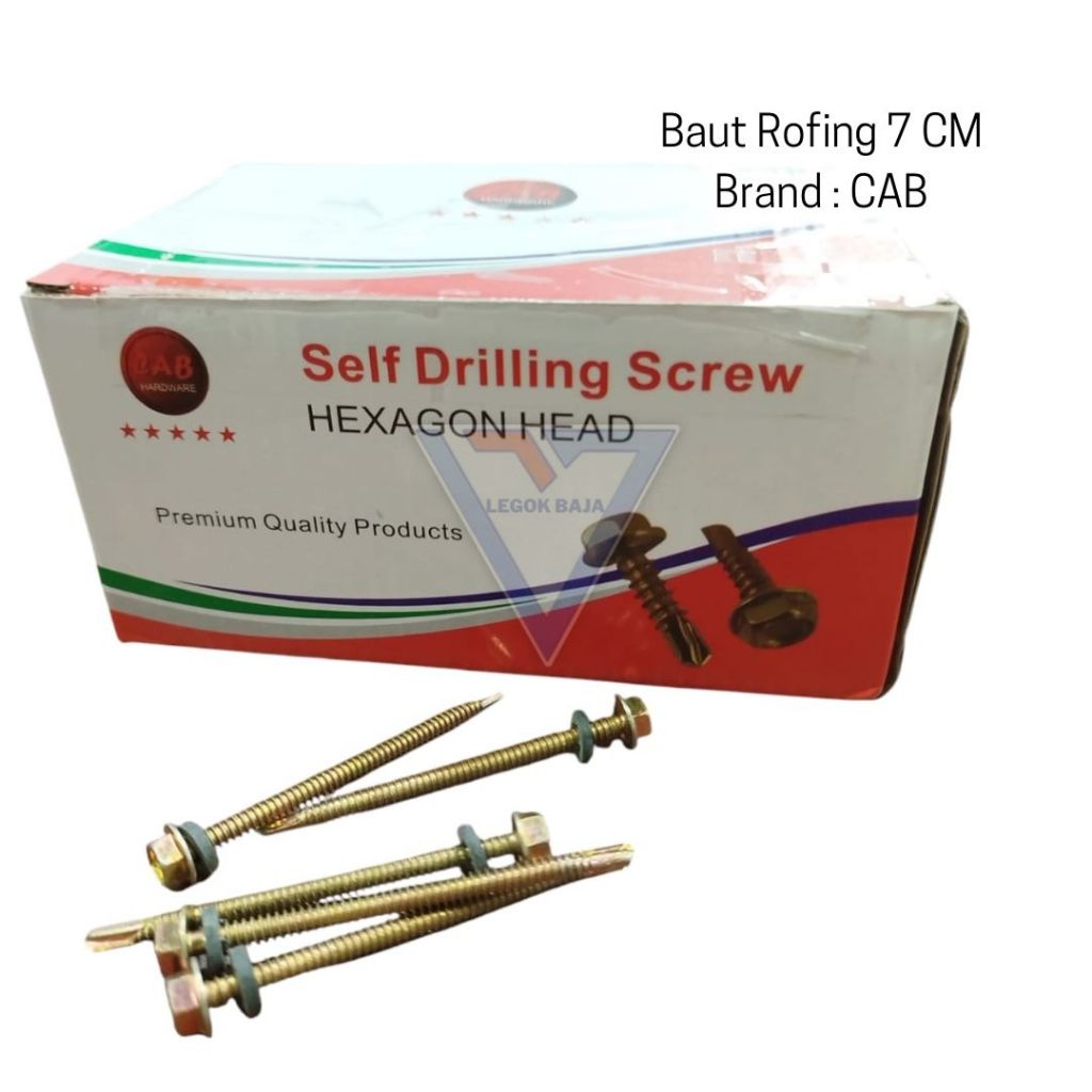 Jual Baut Rofing ISI 50 PCS Ukuran 7cm Merk CAB Baut Atap Rofing Kuning ...