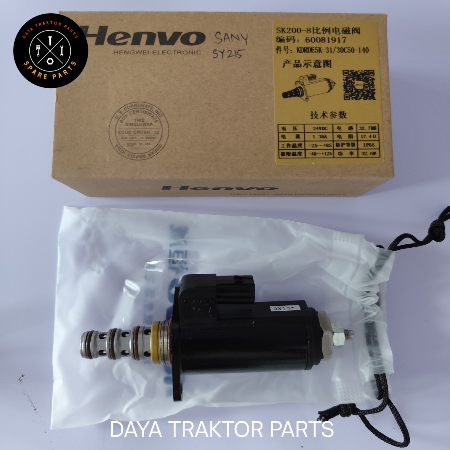 Jual SOLENOID VALVE MAIN PUMP POMPA SANY 60081917 HIGH QUALITY HENVO ...