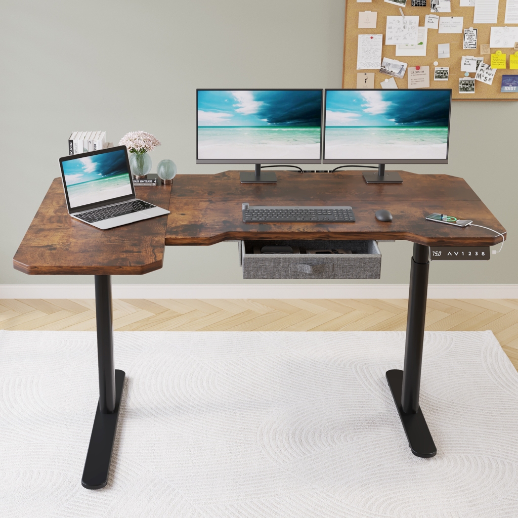 Jual Mxtark 59 inches 1.5M L Shape Electric Standing Desk Dual Motors ...