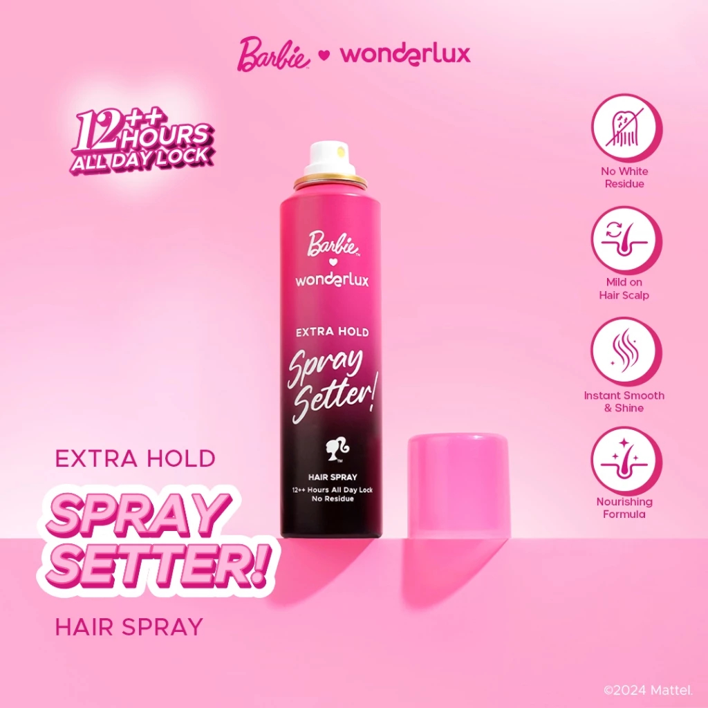 Jual WONDERLUX X BARBIE Extra Hold Spray Setter Hair Spray 12++ Hours ...