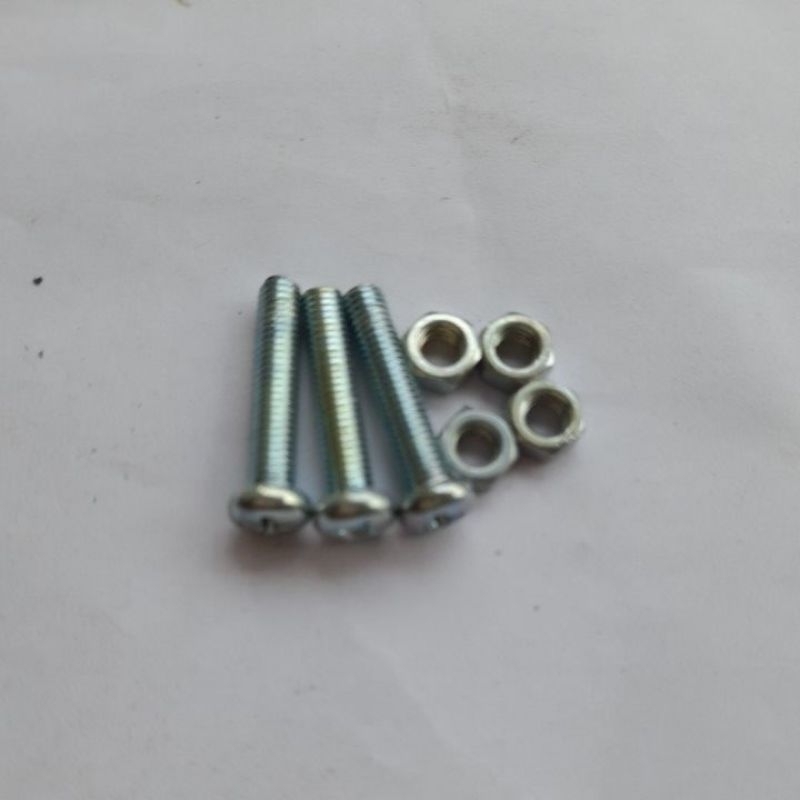 Jual MUR BAUT JP M5×25, (100 PCS),WARNA UCP PUTIH,KEPALA OBENG PLUS(+),LENGKAP MUR DAN BAUT ...