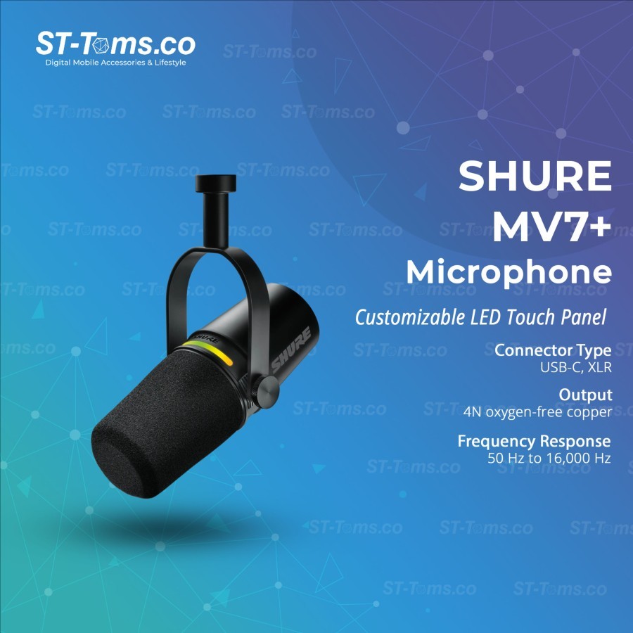 Jual Shure MV7+ / MV7 Plus Podcast Microphone Enhanced Audio LED Touch ...