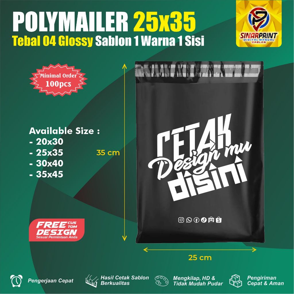 Jual Sablon Plastik POLYMAILER 25x35 Plastik Packing Plastik Kemasan ...