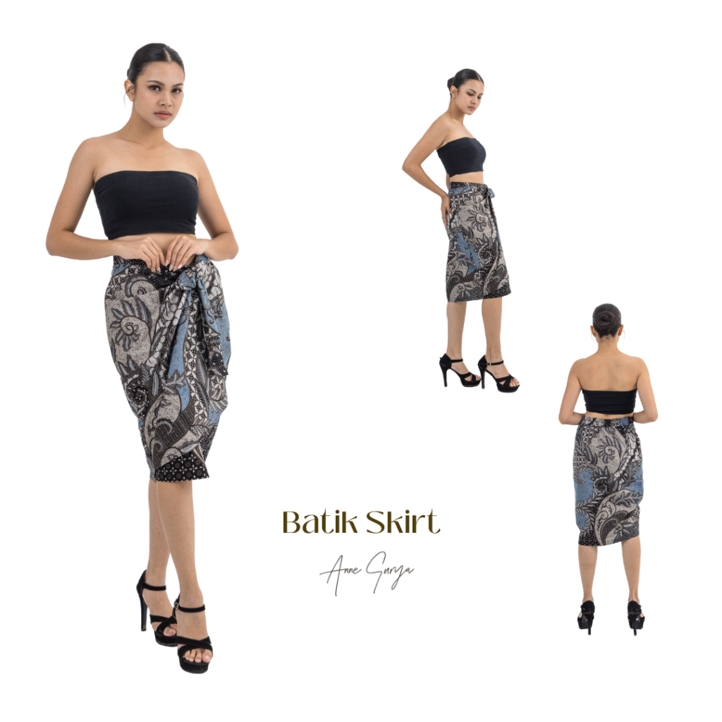 Jual Batik Skirt by Annesurya 0040124/Rok Batik Ikat Middy Biru Abu ...
