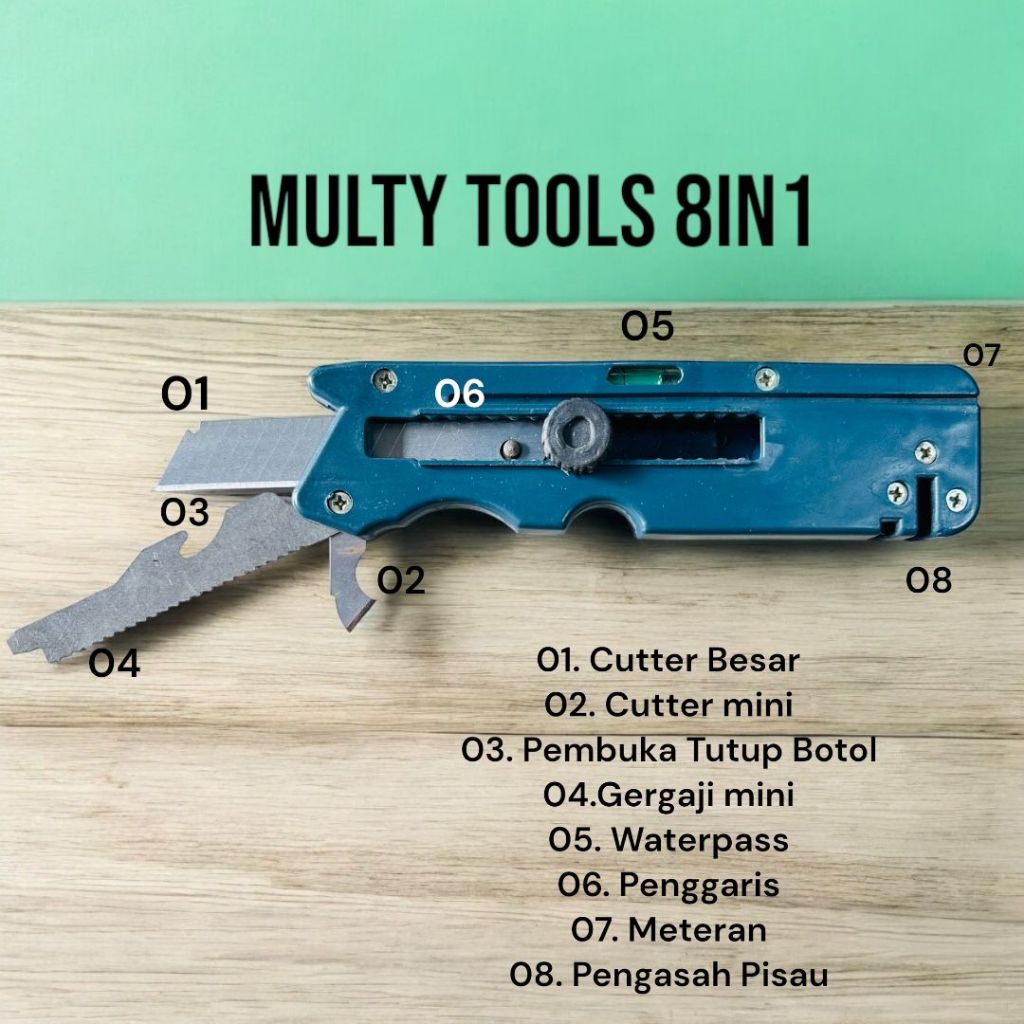 Jual Multy Tools 8 in 1 Cutter Alat Pemotong Pisau Multifungsi Pisau ...