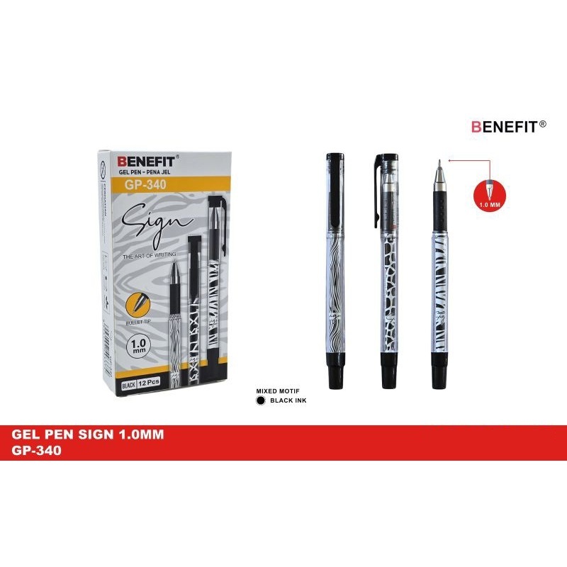 Jual PULPEN GEL BENEFIT 1.0 MM GP-340 HARGA SATUAN/ PULPEN MURAH MODEL ...