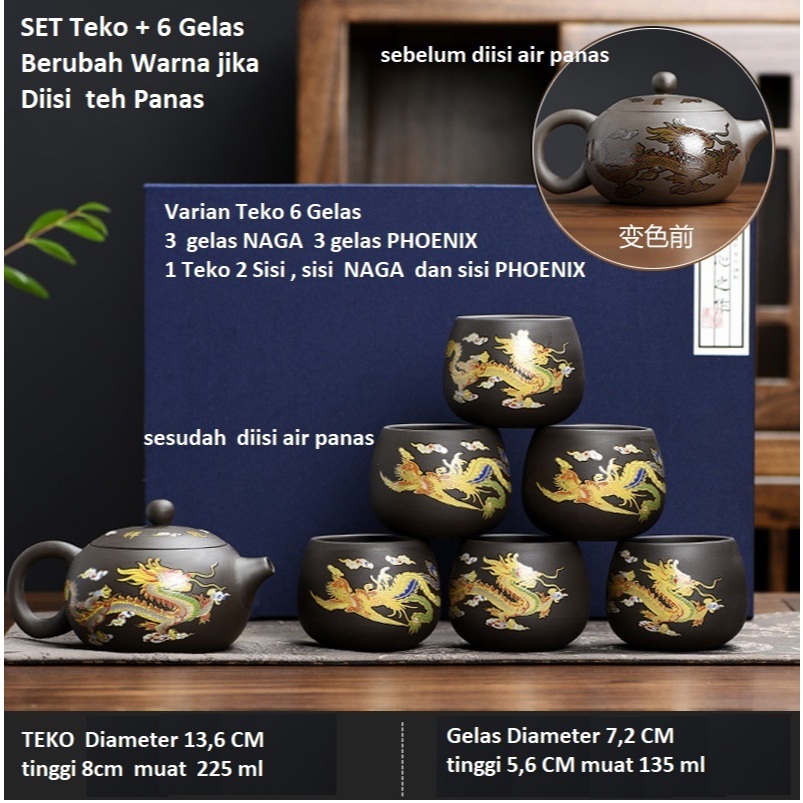 Jual Set Teko Dan Gelas Berubah Warna Naga dan Phoenix Teko Termokromik ...