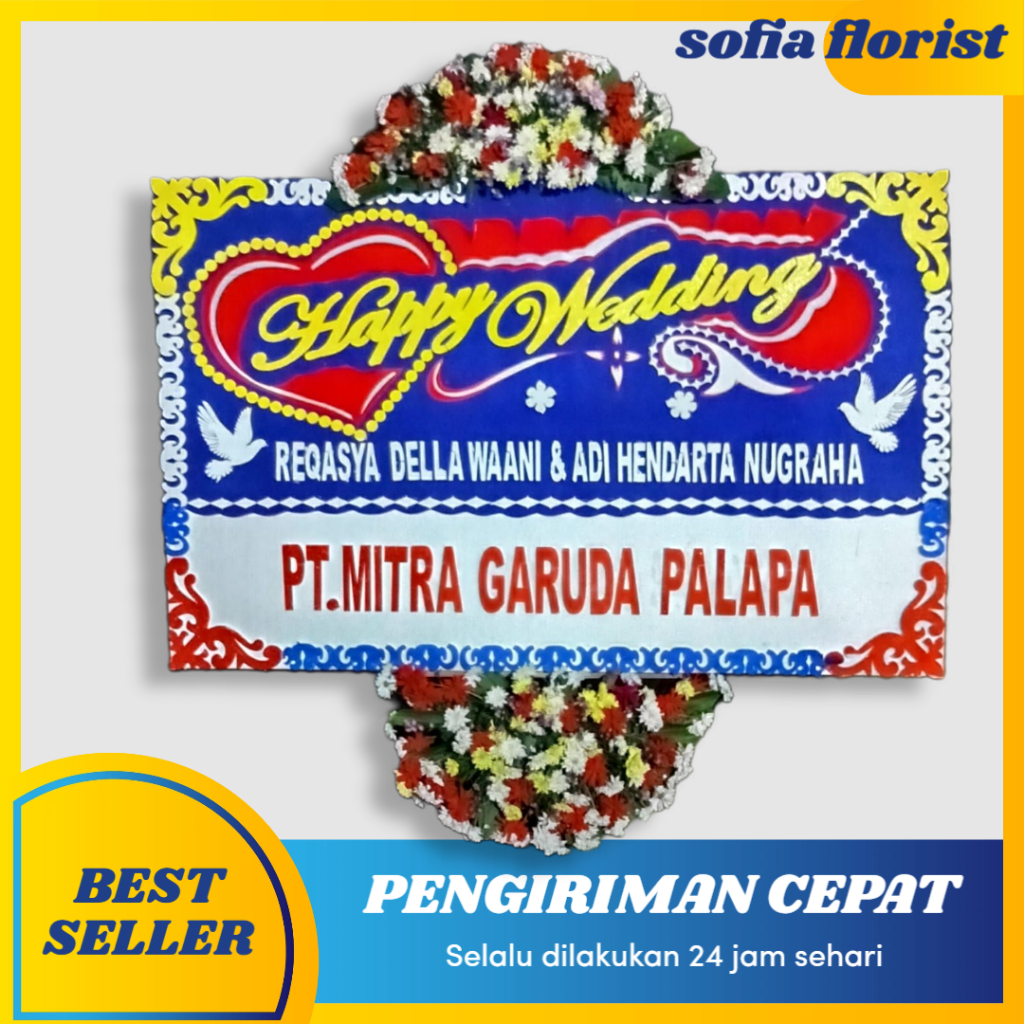 Jual karangan bunga wedding ukuran 2x1 bunga 2titik | Shopee Indonesia