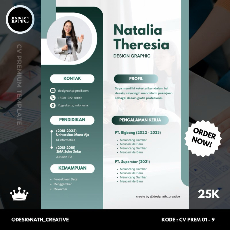 Jual CURRICULUM VITAE PREMIUM (CV PREM 01 - 9) / CV PREMIUM CANVA TEMPLATE - BY DESIGNATH ...
