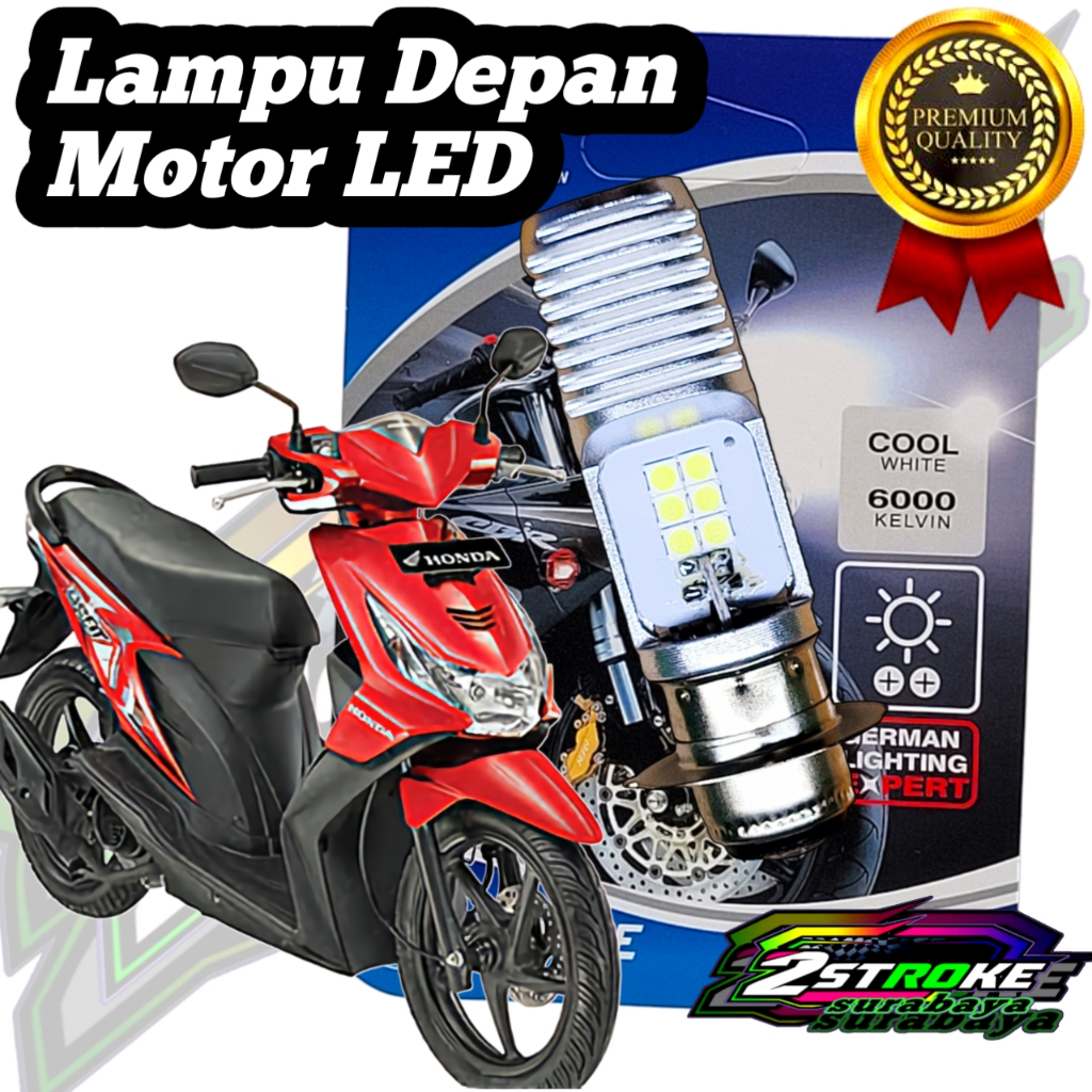 Jual Lampu Depan Motor Honda Beat LED Putih H6 Ac/Dc 12Volt M2b Pro ...