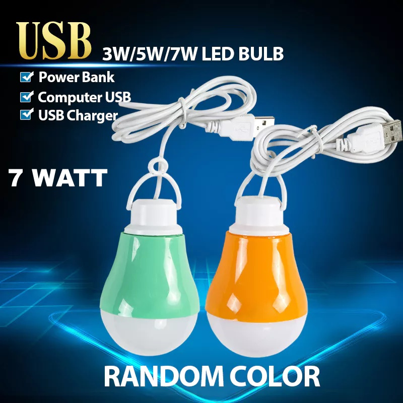 Jual Lampu Bohlam LED Powerbank Kabel USB 7W / Lampu LED Kabel USB 7 ...