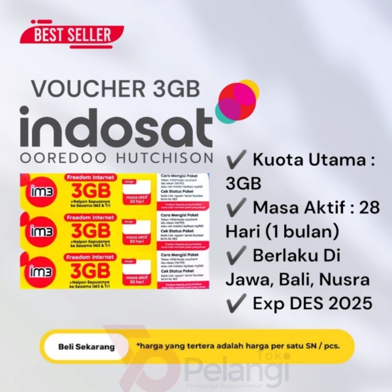 Jual Voucher Bulanan Indosat IM3 3GB 30Hari JATIM (EJBN) | Shopee Indonesia