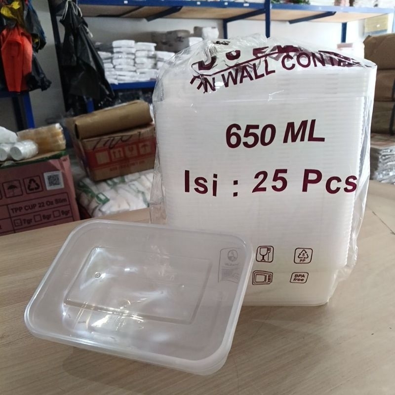 Jual THIN WALL CONTAINER DM 650ml persegi | Shopee Indonesia