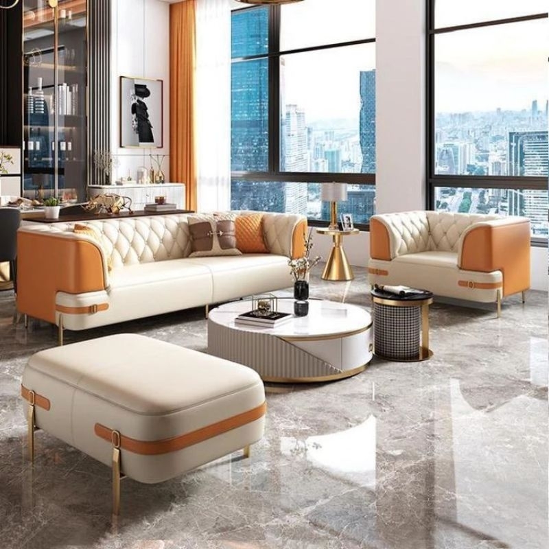 Jual sofa mewah set 31 ,pup besar dan meja bulat sofa ruang tamu ...