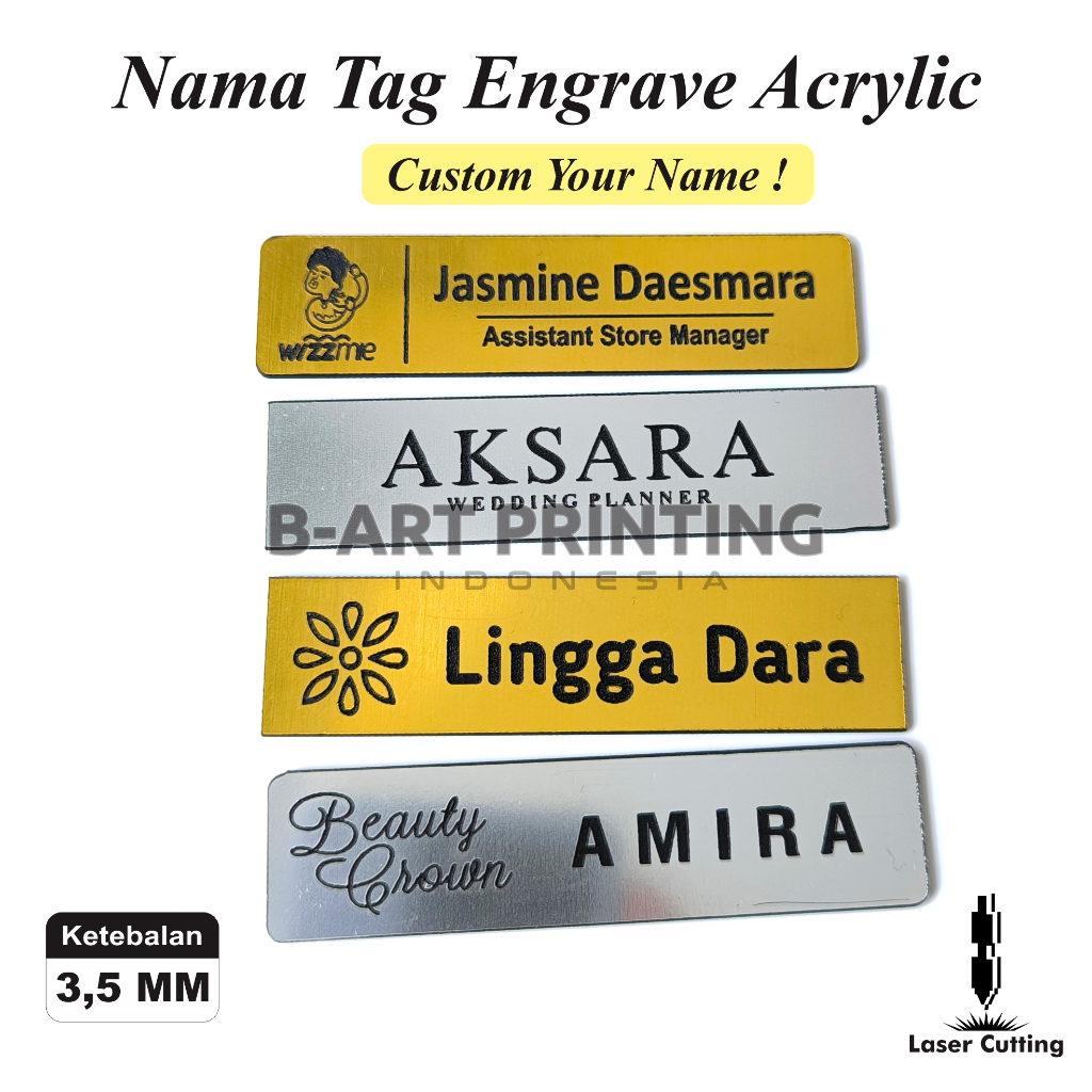 Jual READY SEHARI JADI Nametag GOLD SILVER LASER TEBAL Name Tag PNS ...